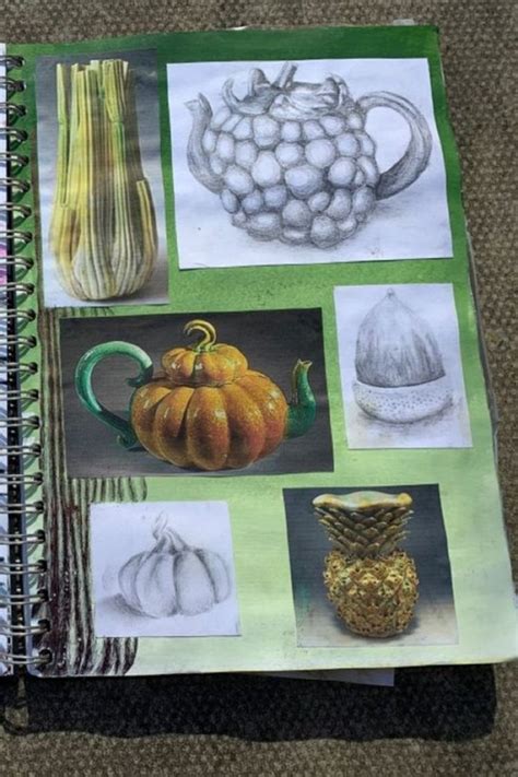An Open Notebook With Pictures Of Pumpkins And Other Items