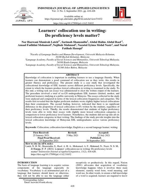 Learners Collocation Use In Writing Do Proficienc Download Free Pdf