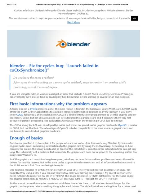 Cycles Bug Launch Failed In Cuctxsynchronize Christoph Werner Official Website Pdf