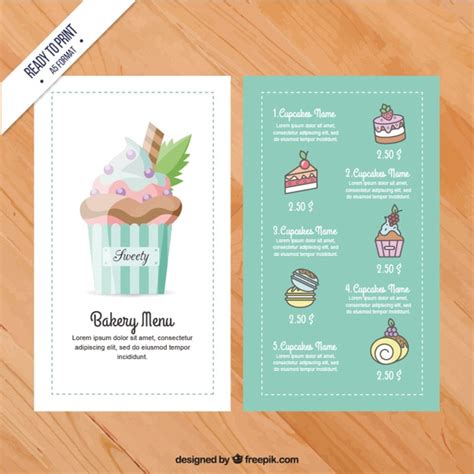 Premium Vector Cupcake Menu Template