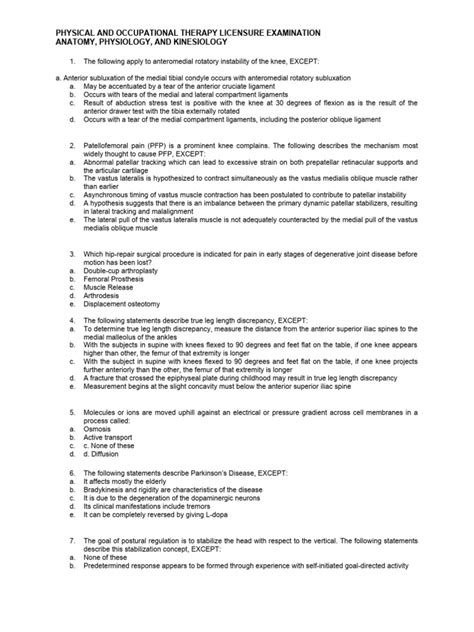 Apk Mock Boards Practice Questions Set A No Answer Pdf Knee