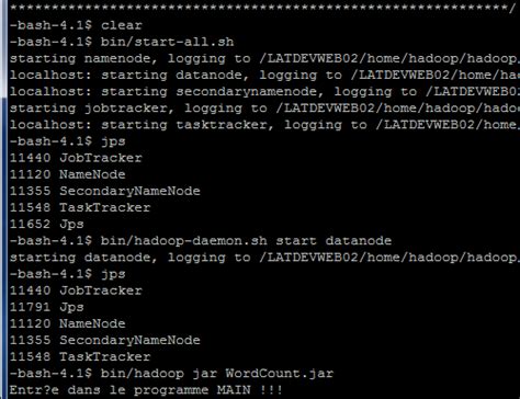 execution d un programme map reduce dans un cluster hadoop à noeud unique