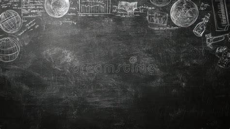 Mathematical And Scientific Formulas Illustrated On Classroom Chalkboard Stock Illustration
