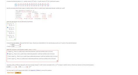 Solved Consider The Following Data On X Rainfall Volume Chegg Com