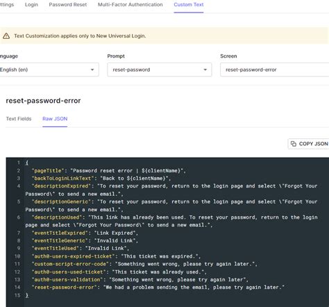 How Can I Customize Text On Reset Password Link Expiration Error Screen