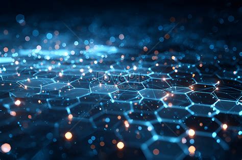 육각형 메쉬가있는 파란색 기술 배경