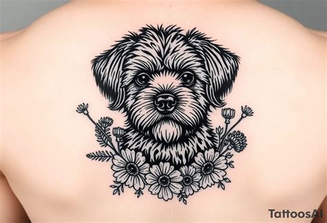 Cockapoo Surrounded By Fennel Flowers Tattoo Idea Tattoosai