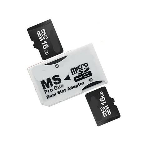 Dual MS Pro Duo Card Adapter Converter Memory Stick For Sony PSP 1000 2000 3000 For Two 2 Micro