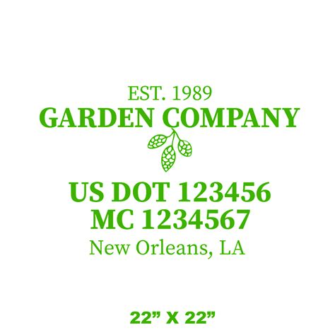 Company Landscaping Truck Decal With 2 Regulation Numbers Usdot