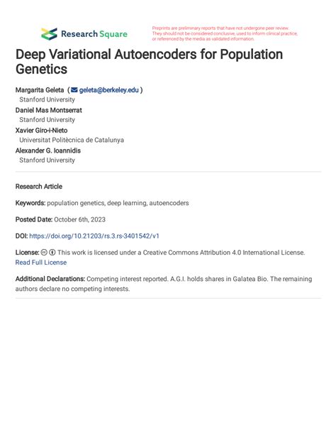 Pdf Deep Variational Autoencoders For Population Genetics