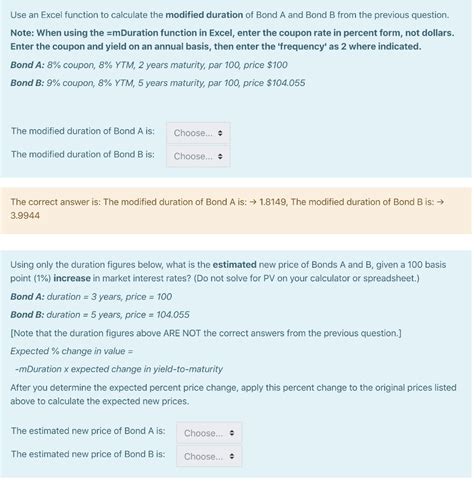 Solved Use An Excel Function To Calculate The Modified