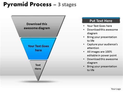 Inverse Pyramid With 3 Stages Powerpoint Slide Template Presentation Templates Ppt Layout