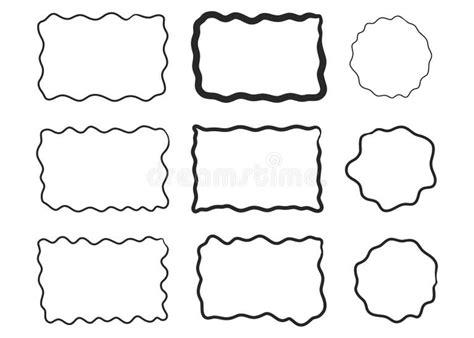 Zig Zag Frame Border Squiggle Wavy Set Underline Brush Stroke Curved Edges Hand Drawn Empty Tet