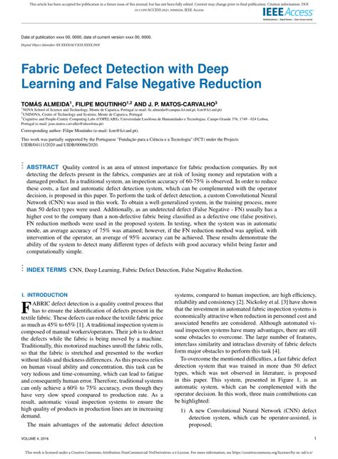 Pdf Fabric Defect Detection With Deep Learning And False Negative Reduction