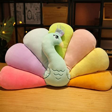 Peacock Plush Pillow Stuffed Animal Peacocks Plushie Soft Toys