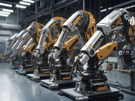 Digital Precision Robotics Arms With Digital Screen Isolated On Gray Background Scene 3