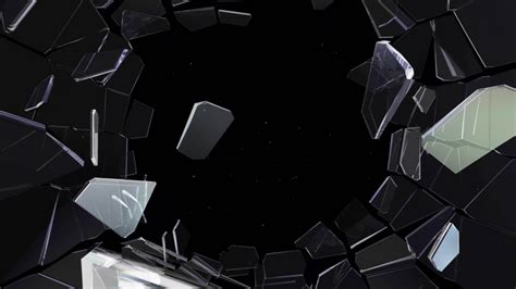 Shattered And Broken Glass Shards Flying Through The Air After Crush