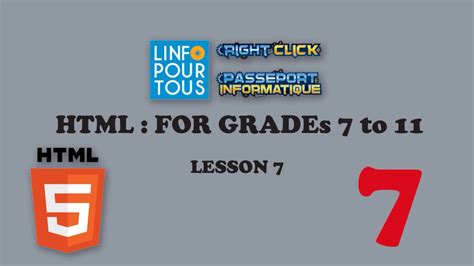 Html Lesson 7 For Grades 7 To 11 Youtube