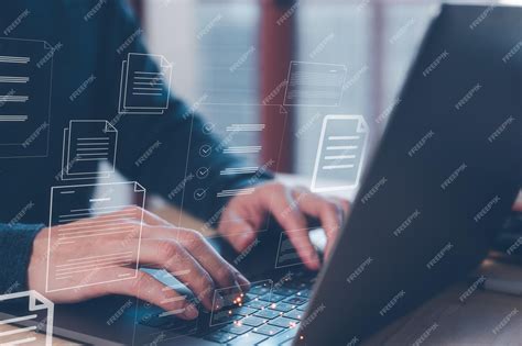 Premium Photo Documentation Management System Concept Businessman Working With Computer Laptop