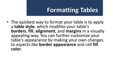 Working With Tables Pptx Desktop Publishing Computer Software And Applications