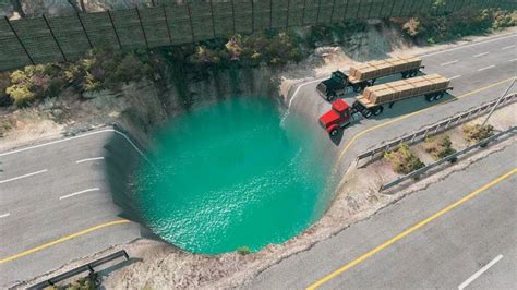 Cars Vs Giant Pit Water Potholes Beamng Drive