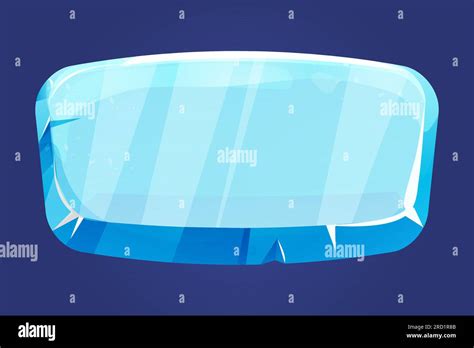 Ice Button Frozen Frame Level Menu In Cartoon Style Isolated On White Background Glass Shiny