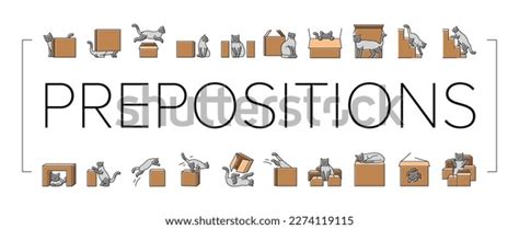 Preposition English Language Icons Set Vector Stock Vector Royalty Free 2274119115 Shutterstock
