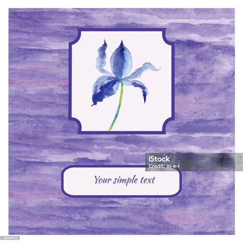 아이리스의 보라색 꽃 수채화 그림 흰색 배경 질감 고통을 장식에 고립 된 손으로 그려진된 벡터 라운드 프레임 포장 라벨 화장품 인사말 카드 웨딩 초대에 대 한 디자인 0명에