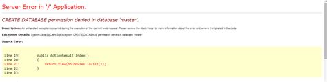 C Mvc Getting Error Create Database Permission Denied Stack Overflow