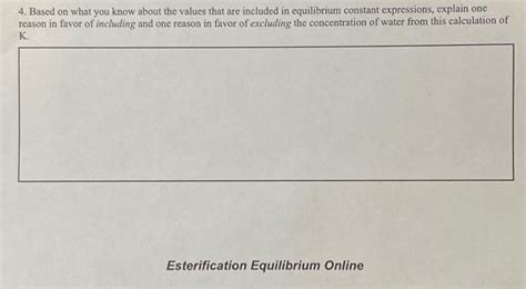 Esterification Equilibrium Lab Based On What You