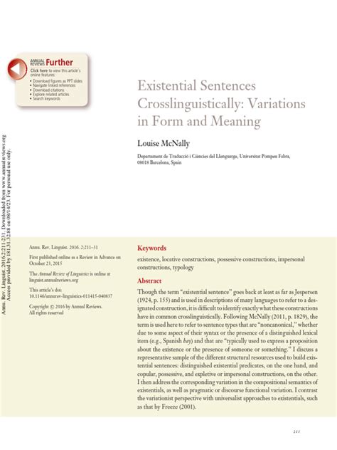 Mcnally 2016 Existential Sentences Pdf Subject Grammar Semantics