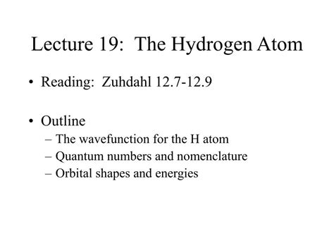 PPT Lecture The Hydrogen Atom PowerPoint Presentation Free Download ID