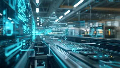 Hightech Automation System Visual With Flowing Data Connections Premium Ai Generated Image