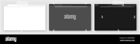 A Set Of Realistic Empty Browser Windows In White Gray And Black With