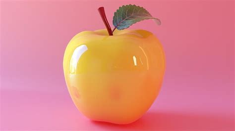 Shiny Apples With Green Leaves On Pink Background Premium Ai Generated Image
