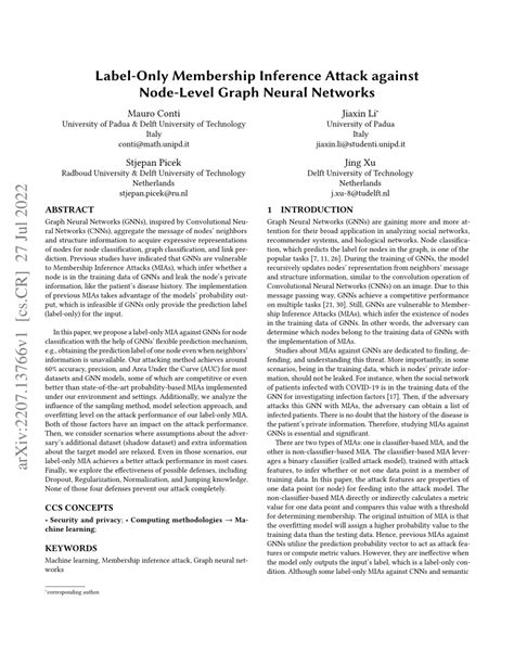 Pdf Label Only Membership Inference Attack Against Node Level Graph
