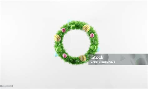 3 D 렌더링 부활절 달걀이 흰색 배경에 고립 되어 있는 부활절 화환 3d 일러스트레이션 0명에 대한 스톡 사진 및 기타 이미지 Istock