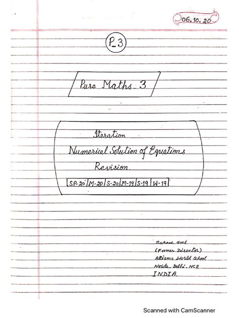 P3 Iteration Numerical Solution Of Equations Revision Pdf
