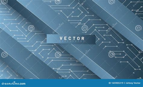 Abstract Vector Technology Background Rectangular Pattern With A Background Connection Line