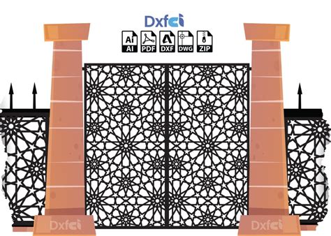 Islamic Dxf Files Morocco Jali Stencil Iarabic Dxf Geometric Laser Cutting Templates Metal