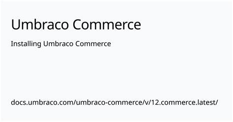 Installing Umbraco Commerce Umbraco Commerce
