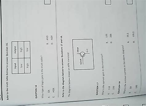 Refer To The Truth Table Below To Answer Question 16 Input Output
