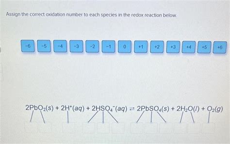 Solved Assign The Correct Oxidation Number To Each Species Chegg Com