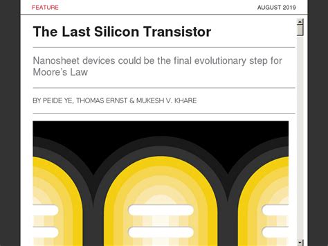 Ieee Spectrum Na August 2019the Last Silicon Transistor