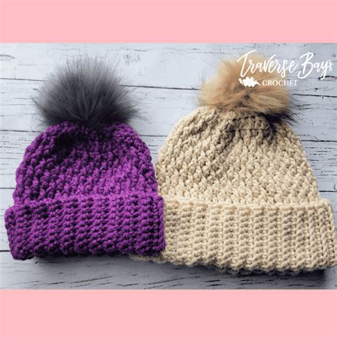 Crochet Beginner Ribbed Beanie Hat Easy Free Pattern