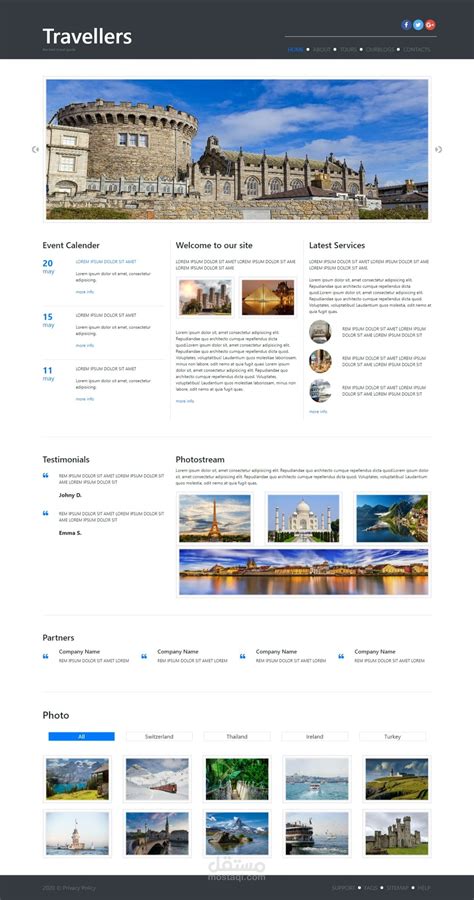 تصميم موقع وكالة سفرhtml Css Bootstrap Jquery مستقل