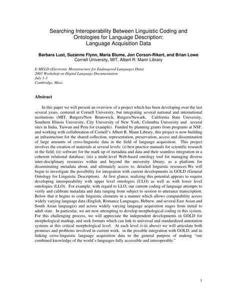 Pdf Searching Interoperability Between Linguistic Coding And Ontologies For Language