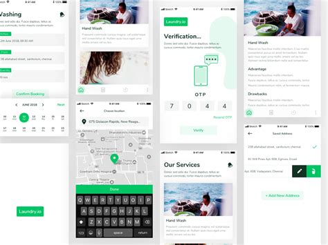Laundry App Ui Kit Free Sketch Resource Sketch Elements