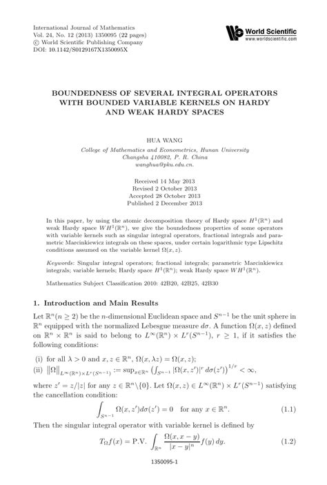Pdf Boundedness Of Several Integral Operators With Bounded Variable Kernels On Hardy And Weak