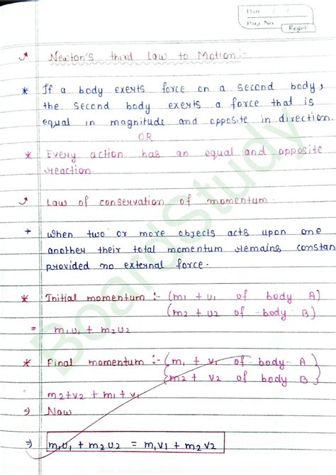Ncert Class 9 Science Force And Laws Of Motion Notes Pdf Handwritten And Short Notes